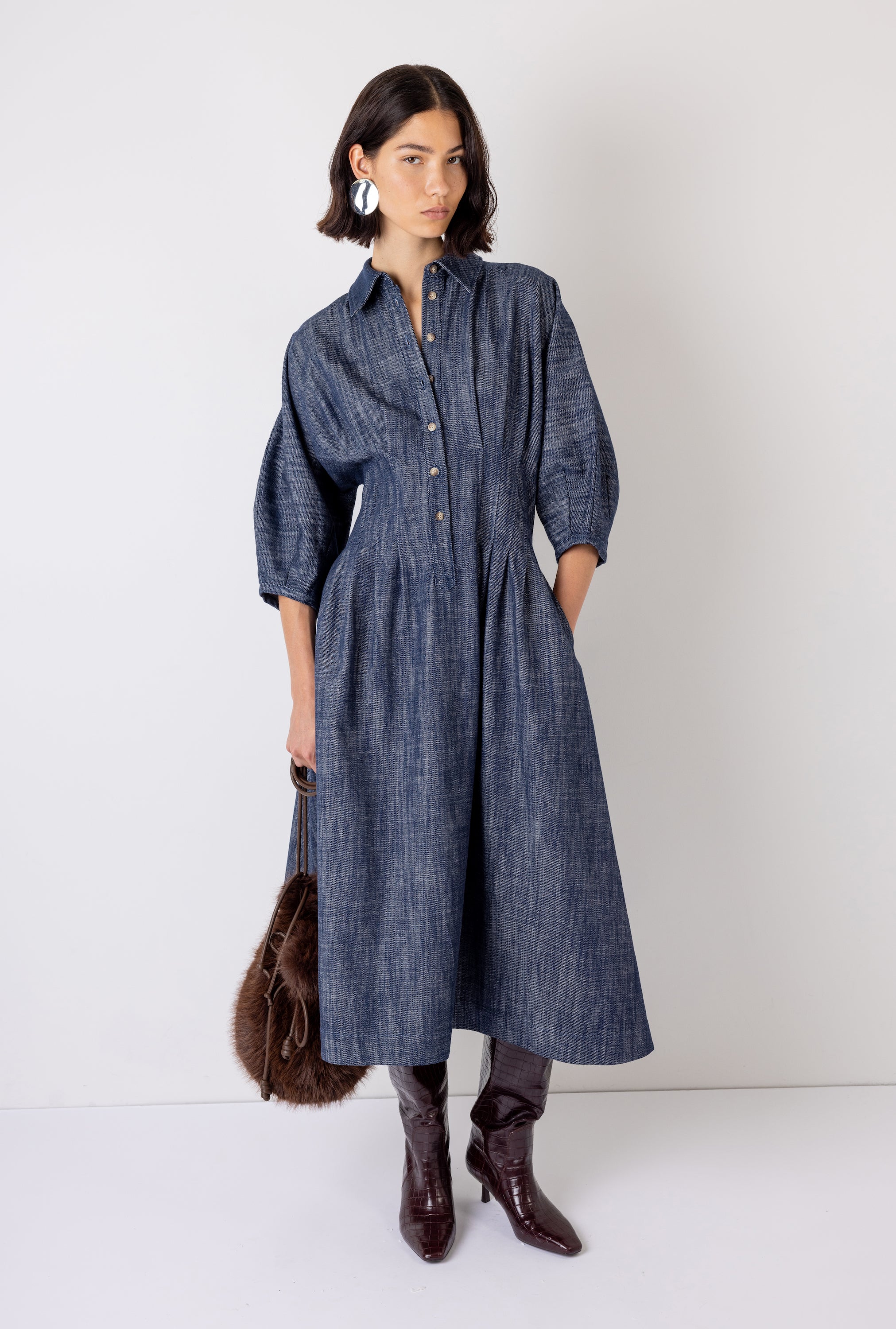 Maxi Dress in Indigo Denim – vivere-london